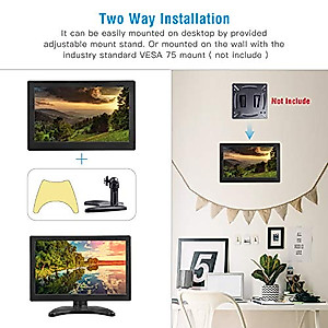 Topiacam 12 Inch Small HDMI Monitor, 1366x768 Portable Mini Computer Monitor Security Camera Monitor Screen LCD Display w/Speaker, HDMI VGA AV Port for PC Security CCTV System Raspberry Pi