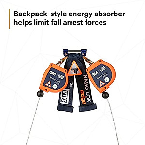 3M DBI-SALA Nano-Lok edge Twin-Leg Quick Connect Fall Protection Self Retracting Lifeline SRL - Cable Construction 3500227, Orange, 8 ft. (2.4 m), 1 EA