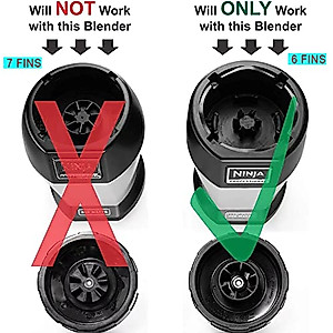 Ninja Blender Replacement parts, Ninja Blender Blade Compatible with Nutri Ninja Auto iQ BL450 Blenders BL451-70 BL454-70 BL455-70 BL480 BL480-70 BL481-70 BL482-70 and So On(4inch diameter/6 Fins)