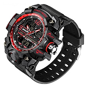 AIMES Men's Watches Sports Outdoor Waterproof Multi Function Military Watch for Men Date LED Large Face Tactics Dual Time Watch with Alarm Stopwatch Wristwatch