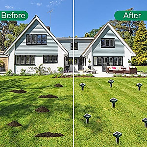 Mole Repellent Solar Powered, 6 Pack Solar Mole Repellent Ultrasonic for Vole, Snakes, Gopher, Waterproof Sonic Mole Deterrent Spikes,Snake Gopher Vole Repellent for Garden and Yard