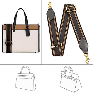 HUADEK Purse Strap Replacement Crossbody Handbag Stripe Wide Adjustable (Black & Brown-bag Strap)