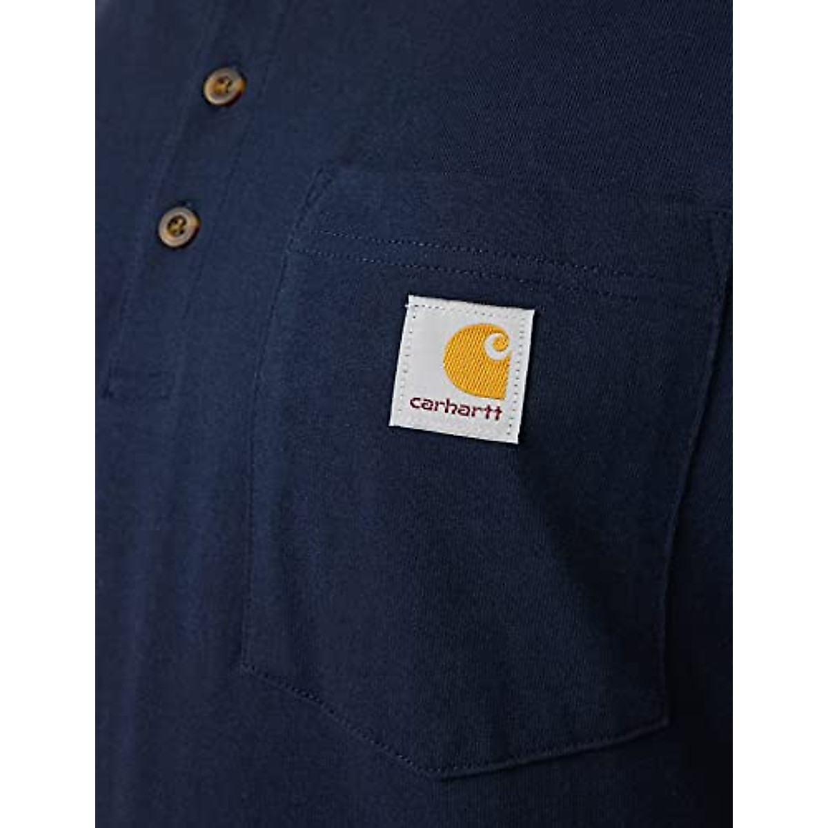 Carhartt Men's Loose Fit Heavyweight Long-Sleeve Pocket Henley T-Shirt, Navy, Small