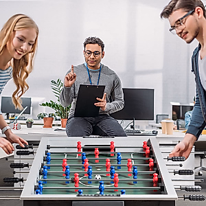 Goplus 48'' Foosball Table, Wooden Soccer Games Table w/ 2 Footballs, Score Keepers, Indoor Home, Game Room, Arcade Competition Sized Football Table for Adult Kids Youth (Black)