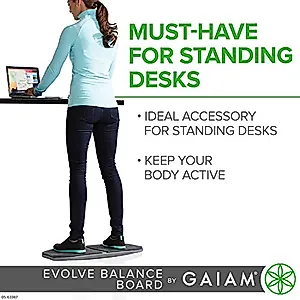 Gaiam Evolve Balance Board for Standing Desk - Stability Rocker Wobble Board for Constant Movement to Increase Focus, Alternative to Standing Desk Anti-Fatigue Mat