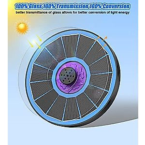 SZMP 3.5W Solar Powered Bird Bath Fountains with Flower 2023 Upgraded Glass Panel, 7 Nozzle & 4 Fixer, Solar Water Fountain Pump for Garden, Pond, Pool (Blue)