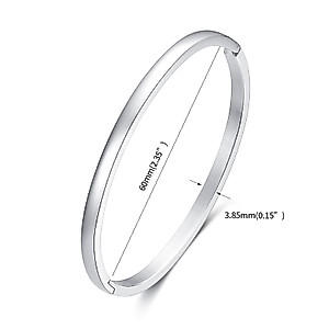 Tiyad Gold/Silver Stainless Steel Bracelet Oval Polished Bangle Bracelet Women's Cuff Bracelet Fashion Brand Design Jewelry Birthday Gift (Silver)