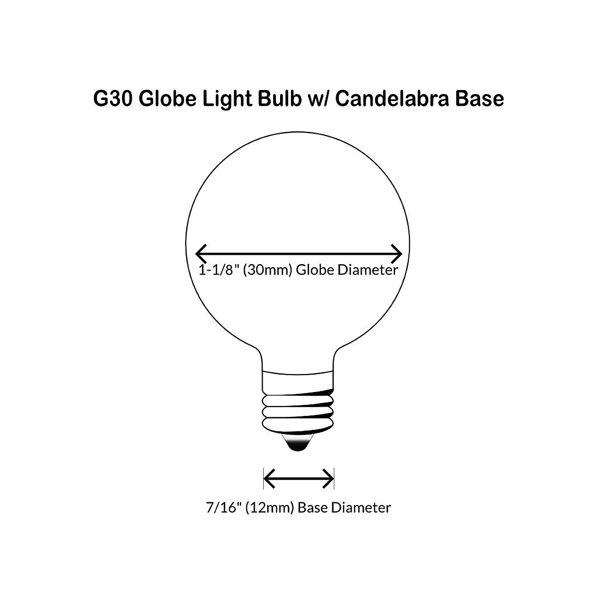 Sival - G30 replacement globe light bulb, clear, candelabra base (E12), 5 Watts, 25-pack