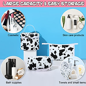 6 Pieces Makeup Bag Set Travel Cosmetic Bag Cow Print Makeup Bag Gifts for Women Bag Organizer with zipper Portable Makeup Case Cute Toiletry Bags Pouch Bags PU Leather Washable Waterproof