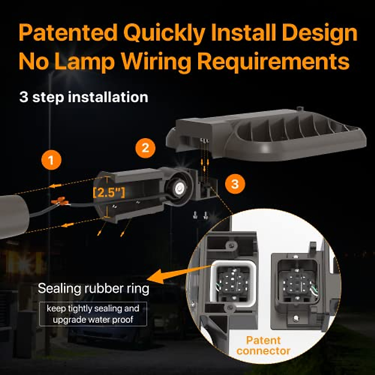 Demilare Led Parking Lot Light 200W, 30000 lm Street Lights, Slip Fitter Mount Parking Lot Lights, Dusk to Dawn Photocell Area Light, IP65 Waterproof Shoebox Light for Parking Lot, Gym, Road