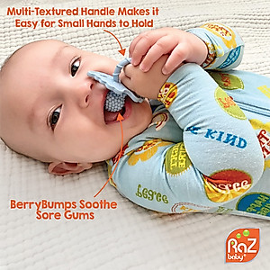RaZbaby RaZberry Silicone Baby Teether Toy (2-Pack) - Berrybumps Soothe Babies Sore Gums - Infant Teething Toy - Hands Free Design - BPA Free - Easy-to-Hold Design - Teething Relief Pacifier Red
