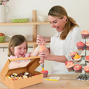 Moretoes 34 Sets Cupcake Boxes, Hold 12 Count Cupcake Containers, Brown Containers with Window and Inserts, 13 x 10 x 3.5 Inches Kraft Bakery Carrier Boxes for Birthday Holiday Party Bakery Supplies