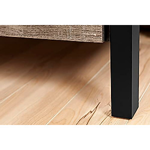 South Shore Munich 2-Drawer Nightstand, Weathered Oak and Matte Black with Metal Handles