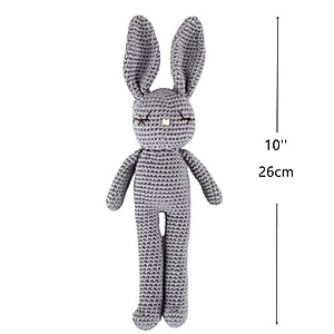 Moni's Choice Easter Baby Stuffed Animal Bunny Rabbit Handmade Plush Easter Stuffed Animal Knitted Doll Baby Sleep Toy Newborn Gift Handmade(Grey)