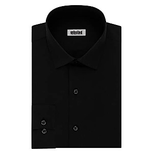 Kenneth Cole Unlisted Men's Dress Shirt Big and Tall Solid , Black, 17" Neck 37"-38" Sleeve
