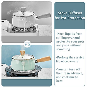 WUWEOT Gas Stove Diffuser Set of 2, 9.3'' & 11'' Range Heat Diffuser Plate, Aluminum Gas Reducer Flame Guard Simmer Ring Plate, Round Fast Defrosting Tray, Protects Pot Cookware Accessories