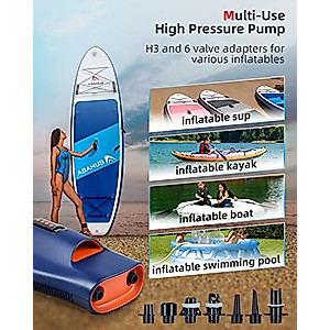Abahub 22PSI SUP Electric Air Pump, Auto-Off Inflation & Deflation, Portable High Pressure Pump, 12 DV Car Connector for Inflatable Stand Up Paddle Boards, Kayaks, Boats