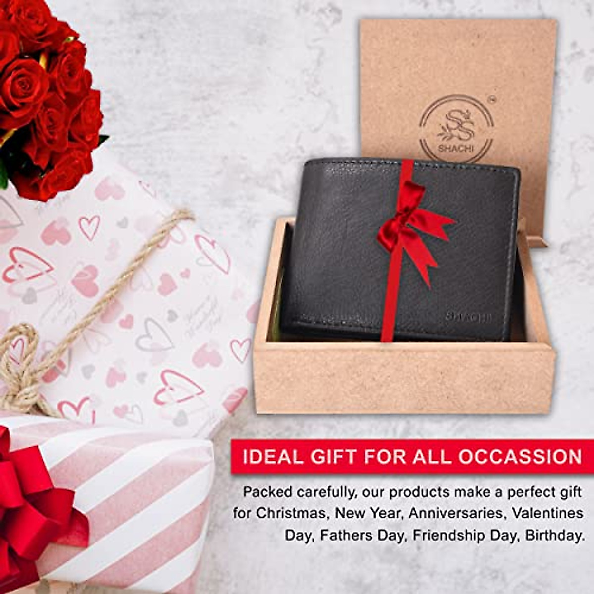 Mens Leather Wallet Rfid Blocking Slim Notecase Front Pocket Flip ID Window With 14 Slots | Real Full Grain Genuine Leather | Multiple Card Holder | Compact Premium Best Handmade Gift (Midnight Black)