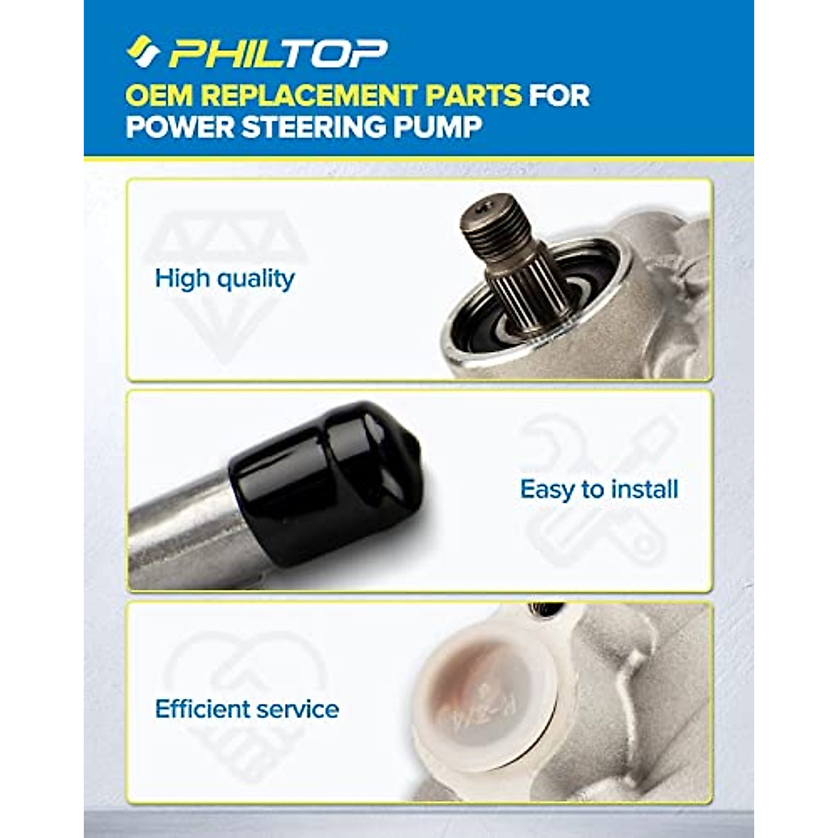 PHILTOP 21-5993 Power Steering Pump Direct Fits Odyssey 1999-2004 3.5L, Accord 1998-2002 3.0L, Power Steering Asist 56110P8A003, 56110P8CA01