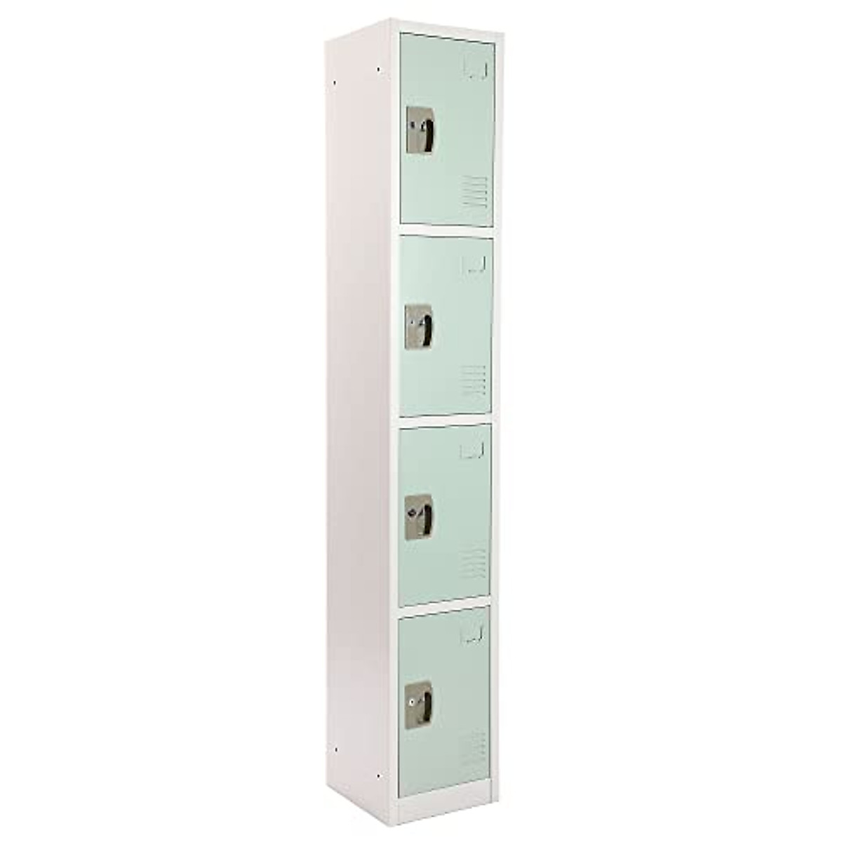 AdirOffice Large School Locker with 4 Doors 4 Hooks Storage Locker - Metal Storage Locker Cabinet Ideal for School, Garage, Office Lockers - (4 Door, Misty Green)
