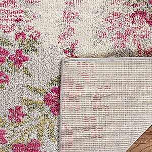 SAFAVIEH Monaco Collection Accent Rug - 2'2" x 4', Ivory & Pink, Floral Design, Non-Shedding & Easy Care, Ideal for High Traffic Areas in Entryway, Living Room, Bedroom (MNC205R)