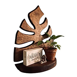 Kunpengzhao Monstera Shaped Shelf ，Monstera Leaf Shaped Wooden Wall Shelves，Floating Wall Shelf Monstera Leaf Shape，Home Shelf Display Holder for Living Room, Bedroom, Home Decor