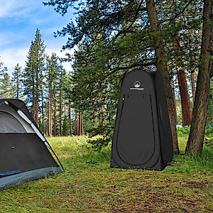 Pop Up Pod - Privacy Shower Tent, Dressing Room, or Portable Toilet Stall with Carry Bag for Camping, Beach, or Tailgate by Wakeman Outdoors (Black)