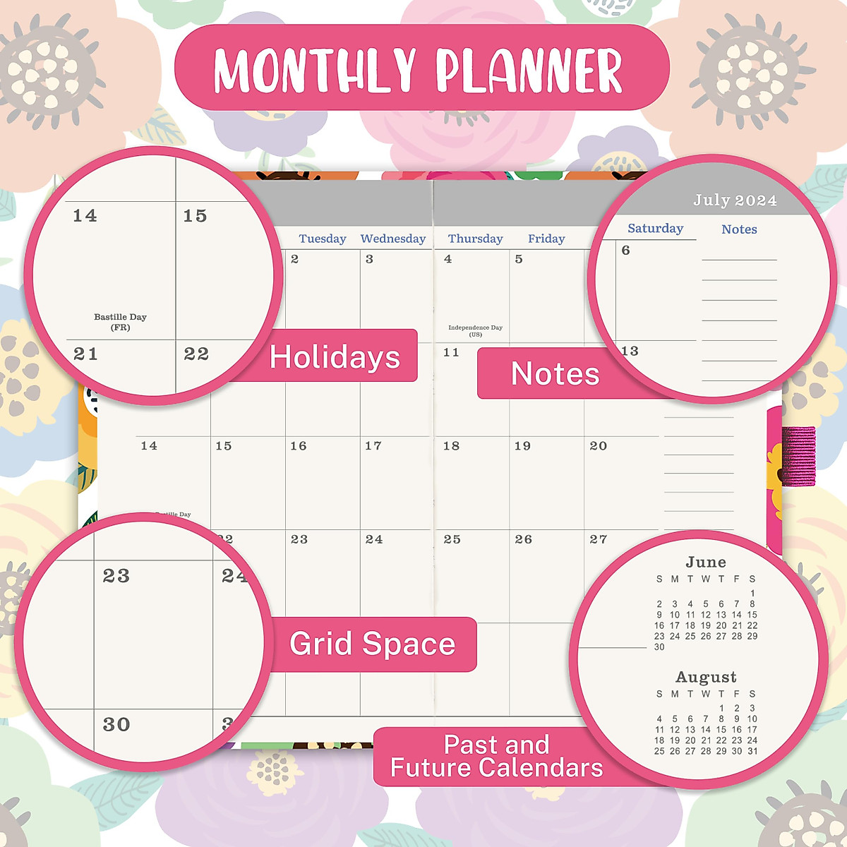 Pocket Planner/Calendar 2024-2027 - Monthly Pocket Planner/Calendar, Jul. 2024 - Jun. 2027, 3.8" x 6.4", 3 Year Monthly Planner, 63 Notes Pages