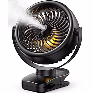TYZU 7 Inch Portable Fan, Misting Fan, 4000 mAh Battery Operated Fan, Outdoor Misting Fan With 2 Mist Modes & 4 Speeds, 130ml Tank, 360° Rotatable, Clip on fan For Outside Camping Stroller Golf Cart