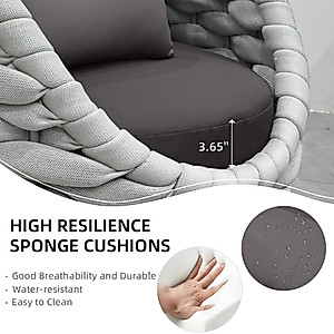 TWT 2 Pieces Patio Furniture Aluminum Armchair, All-Weather Outdoor Single Sofa, Metal Outdoor Chair with Dark Grey Cushions