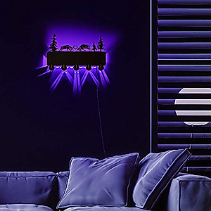 The Geeky Days Wildlife Elk Fighting Wall Art Coat Hooks Coat Hanger Home Decor Modern Art Wall Hook Animal Coat Hat Key Hanging Decorative Wall Hook Robe Hanger with LED Backlight