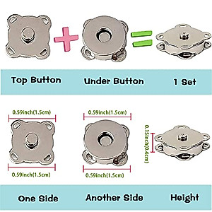 EuTengHao Magnetic Snaps Buttons, Silver Magnetic Purse Snap Clasps, Plum Magnetic Snap Closures for Purses Handbags, 15mm Magnet Button Closure Fastener for Clothes Sewing DIY Craft