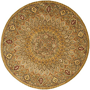 SAFAVIEH Heritage Collection Area Rug - 3'6" Round, Light Brown & Grey, Handmade Traditional Oriental Wool, Ideal for High Traffic Areas in Living Room, Bedroom (HG914A)
