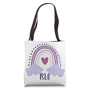 Isla Personalized Custom Name Rainbow Cute Colorful Tote Bag