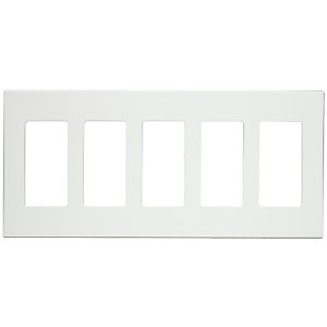 Leviton 80321-SW 5-Gang Decora Plus Screwless Snap-On Wallplate, White