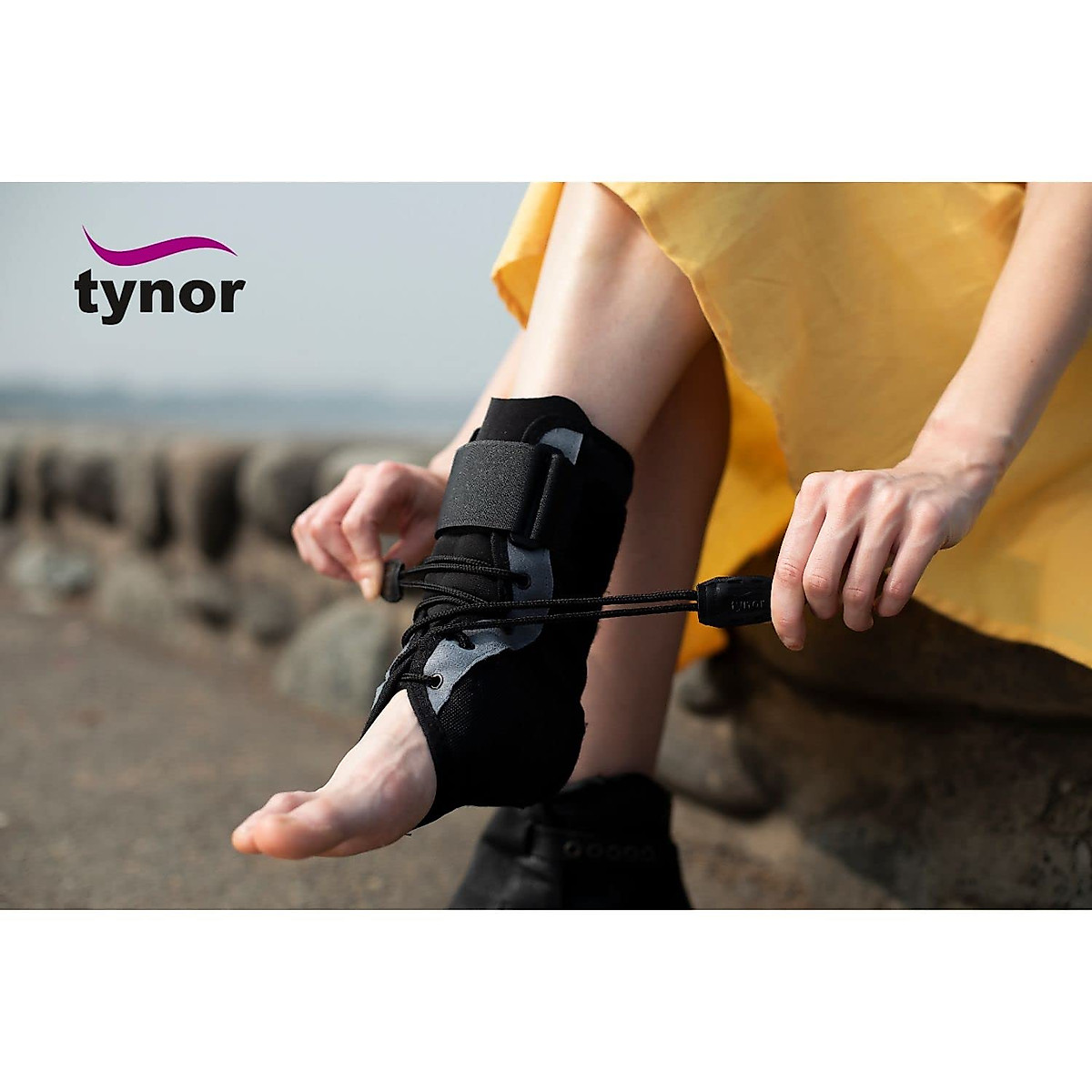 TYNOR Ankle Brace (S(7.2-8.4) inches) (Black)