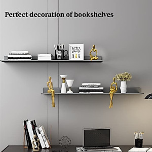 Gold Home Decor Large Thinker Statue Accents, Set of 3 Thinker Sculptures Office Decor Modern Abstract Resin Decoration on Shelf Table Desk for Living Room Office Bedroom