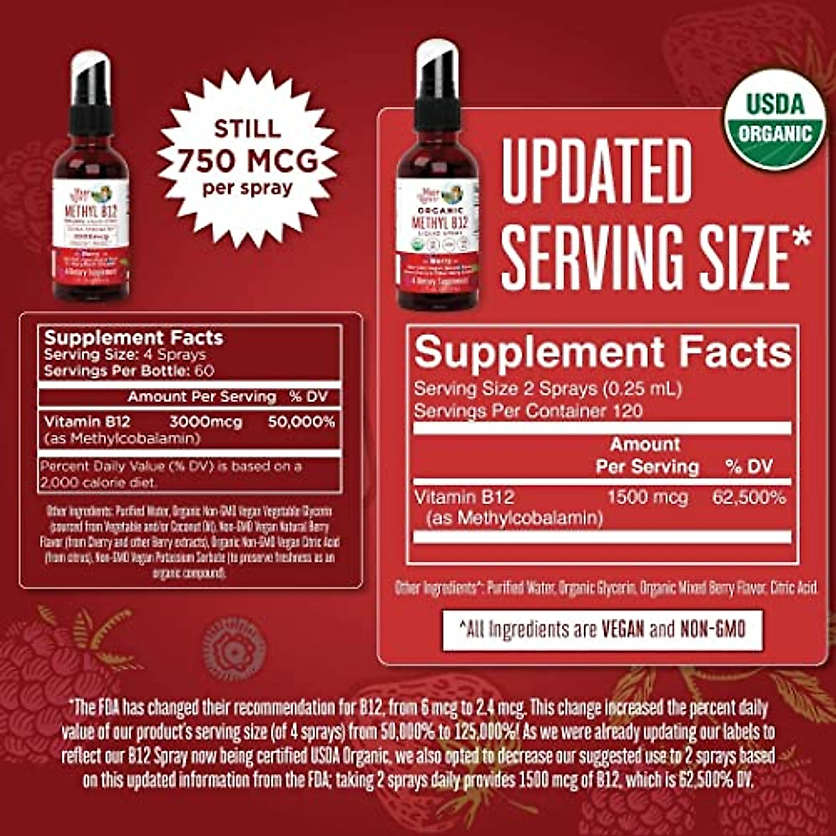 MaryRuth Organics Vitamin B12 Spray & Elderberry Gummies for Immune Support (Cherry) Bundle Liquid Spray for Nerve Function & Energy Boost | Organic Ingredients for Adults & Kids with Echinacea,