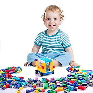 GARUNK Building Bricks 1000 Pieces, Classic Building Blocks for Kids Educational Toys with Wheel, Tire, Axle, Window, Doors Compatible with All Major Brands for Ages 3+ 4 5 6 7 8 Year Old Boys Girls