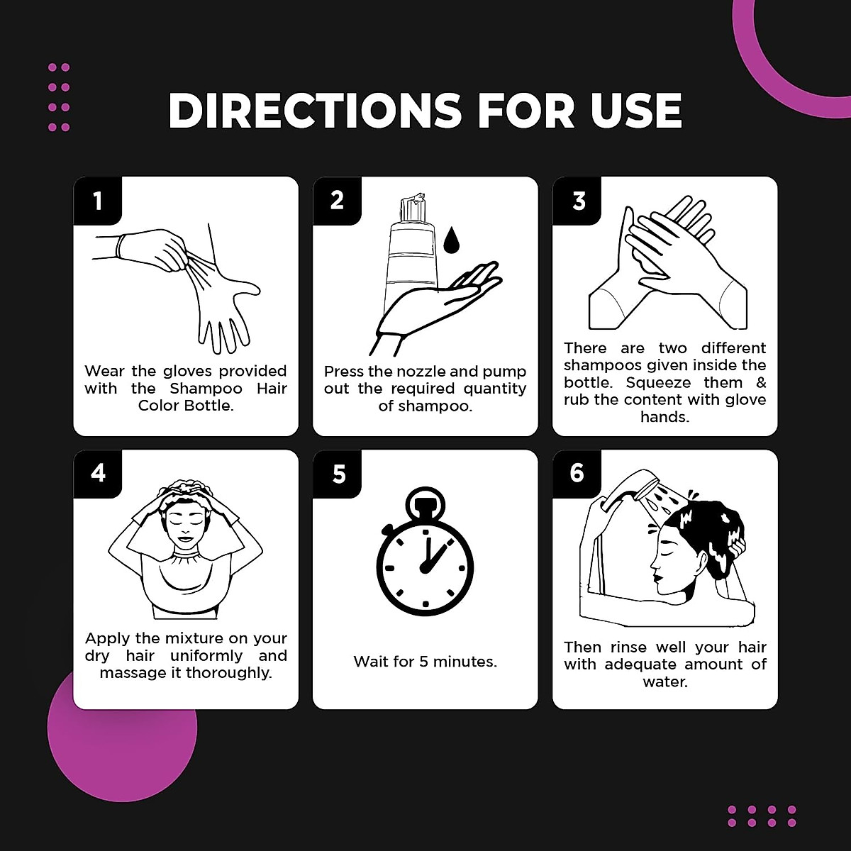 Vcare Hair Color Triple Plus Shampoo Hair Color (Black) - 180ml