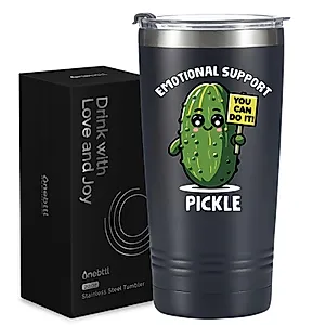 Onebttl Pickle Gifts, Emotional Support Pickle, 20 oz Travel Tumbler with Lid and Straw, Best Gifts for Women/Men on Christmas/Birthday, Gift Box Included