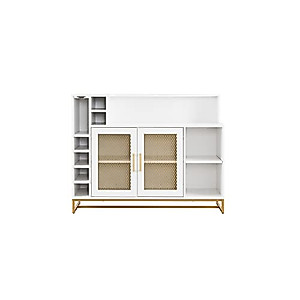 Home Source White Accent Bar Cabinet with Mesh Door