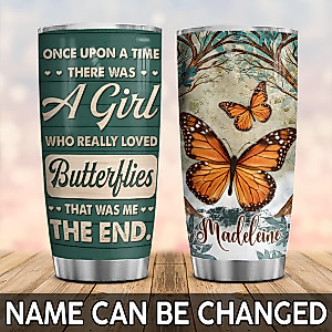 Wassmin Personalized Butterflies Gifts For Women Girls Lady Butterfly Tumbler 20oz 30oz Stainless Steel Insulated Tumblers Butterflies Cup Coffee Travel Mug Birthday Christmas Presents
