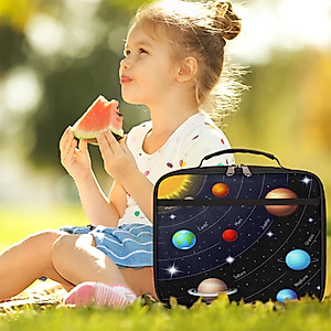 Solar System Planet Print Insulated Lunch Box for Boys Girls Adult, Reusable Back to School Lunch Bag, Leakproof Meal Prep Tote Kit Cooler Bag Lunch Tote Bag for Work Beach Outdoor