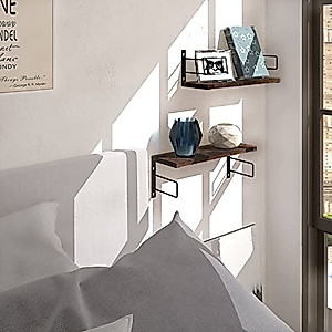 Eifiwot Floating Shelves Wall Mounted Set of 2, Wall Shelf Storage for Office, Bathroom, Living Room, Bedroom, Kitchen, Dark Carbonized Black Shelves for Wall Decor