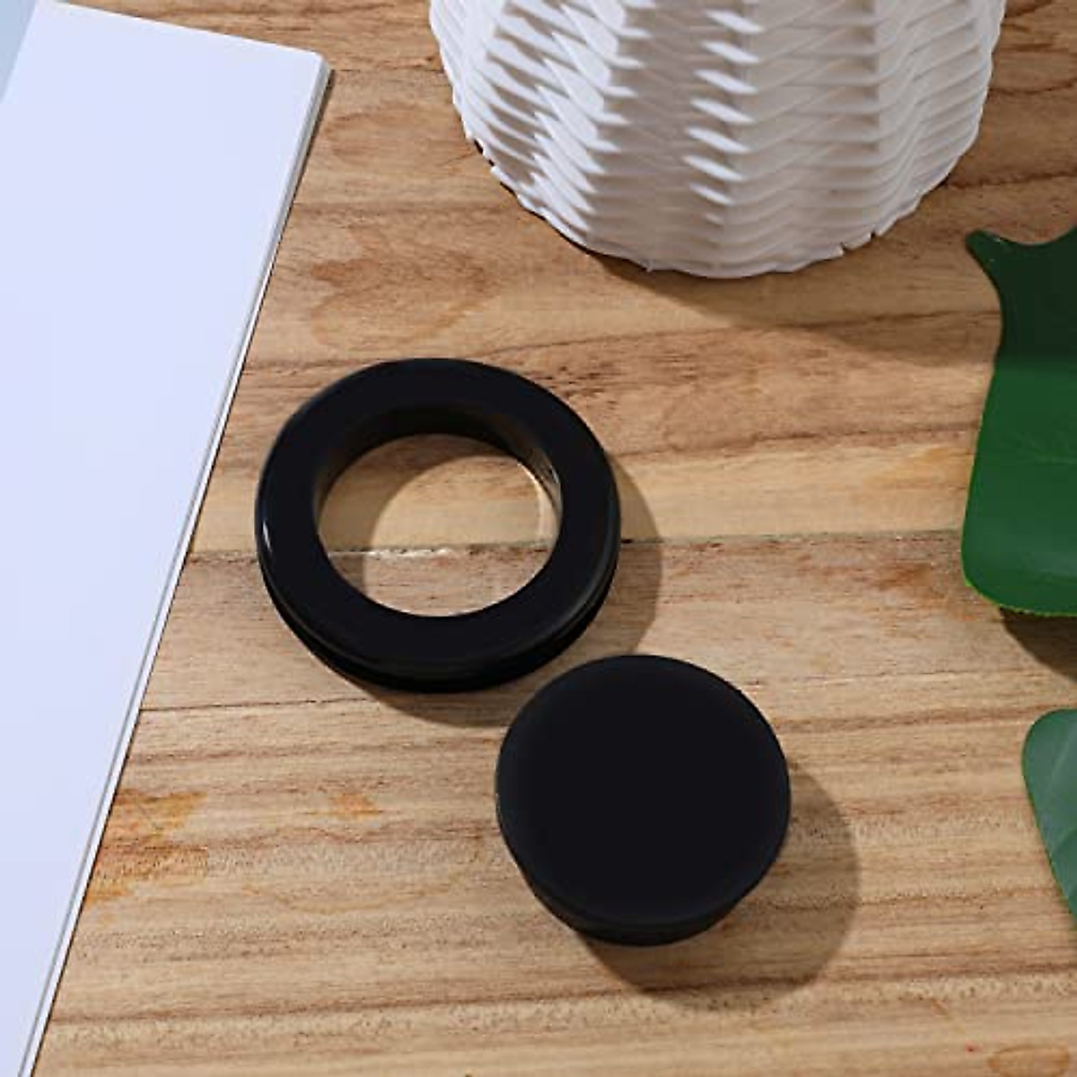 KINBOM 1.6 Inch Patio Table Umbrella Hole Ring and Cap, Standard Size Silicone Umbrella Hole Plug and Cap for Glass Patio Garden Beach Table (Black)