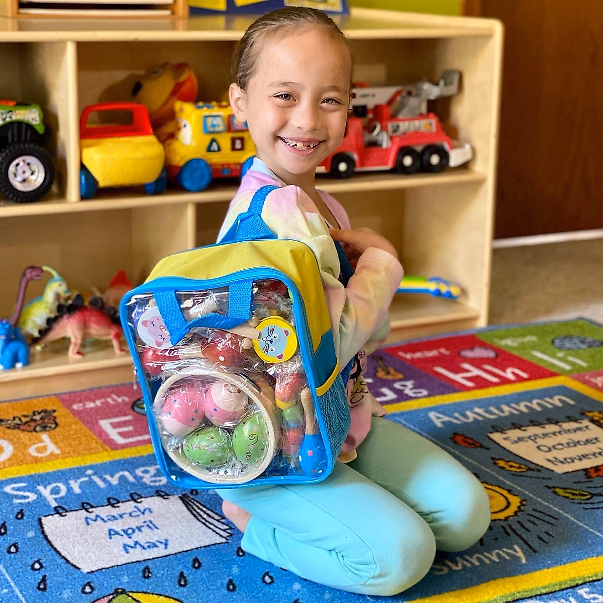 Toddler Musical Instruments Set, 32 PCS 19 Kinds Wooden Percussion Instruments Toys for Kids Playing Preschool Education, Early Learning Baby Musical Toys for Boys and Girls Gift