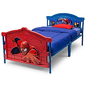 Delta Children Plastic 3D-Footboard Twin Bed, Marvel Spider-Man Snooze 6 inch Memory Foam Twin Mattress (Bundle)