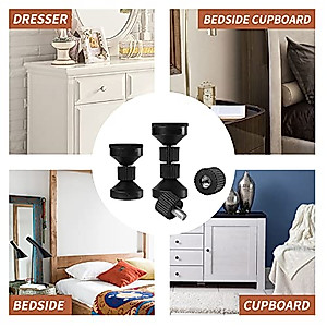 dadop Adjustable Threaded Bed Frame Anti-Shake Tool for Bed, Headboard Stoppers, Bedside Headboards Prevent loosening Anti-Shake Fixer, Easy Install (2pcs Black Upgraded Version, 40-100mm)