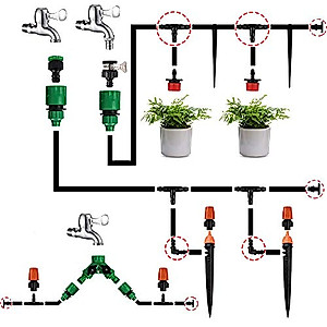 Kalolary 200PCS Irrigation Fittings Kit, Drip Irrigation Barbed Connectors for 1/4-Inch Vegetable Garden Lawn Water Hose Connectors(80 Straight Barbs+60 Tees+20 Elbows+20 End Plug+20 4-Way Coupling)
